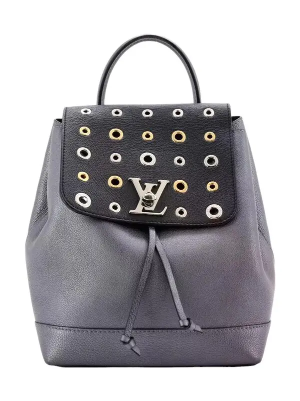 LOUIS VUITTON Lockme Eyelet Leather Backpack - Grey