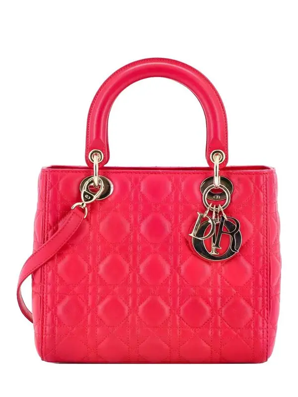 Dior Lady Medium Satchel Cannage Quilt Lambskin - Pink
