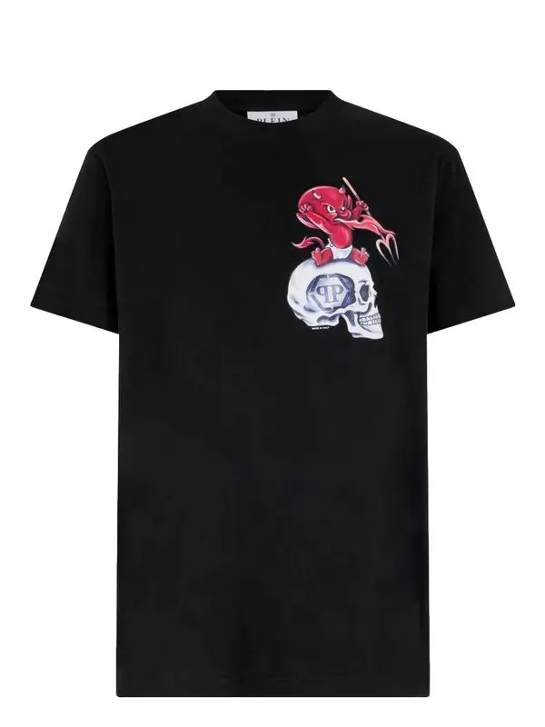 Philipp Plein Printed Round-neck T-shirt - Black
