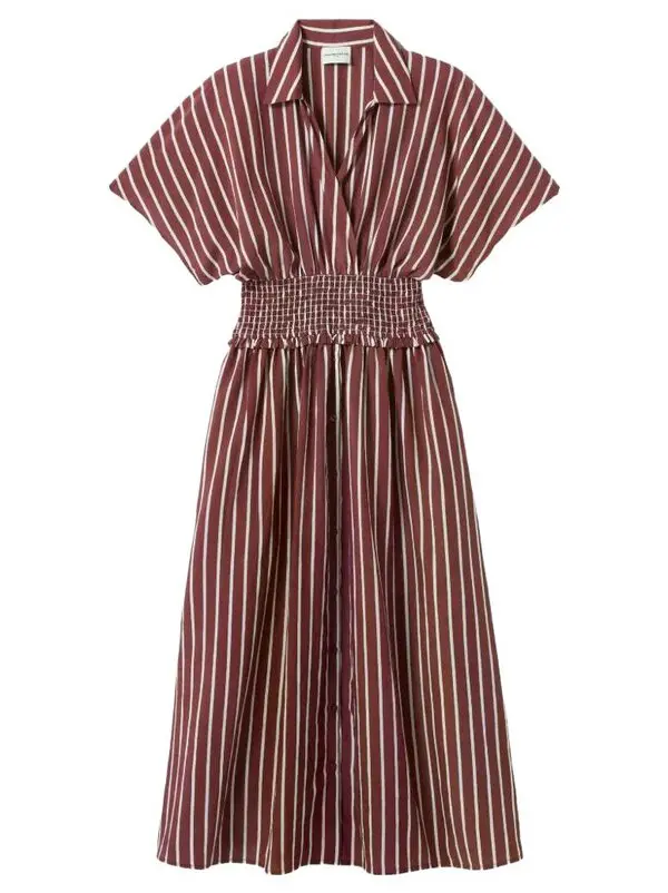 Claudie Pierlot Striped Midi Shirt Dress - Brown