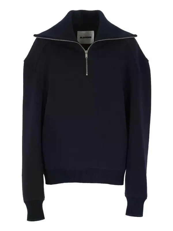 JIL SANDER Turtleneck Zip-up Sweater - Blue