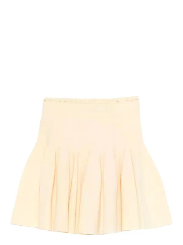 Sandro Pleated Knit Mini Skirt - Yellow