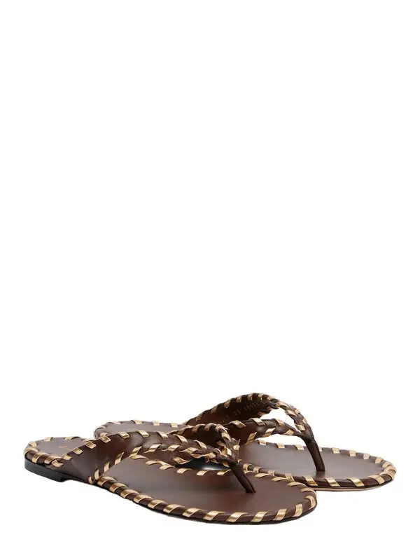 GIANVITO ROSSI Zaira Leather Thong Sandals - Brown