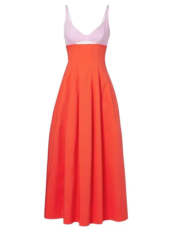 Simkhai Maddy Cotton-blend Poplin Midi Dress - Red