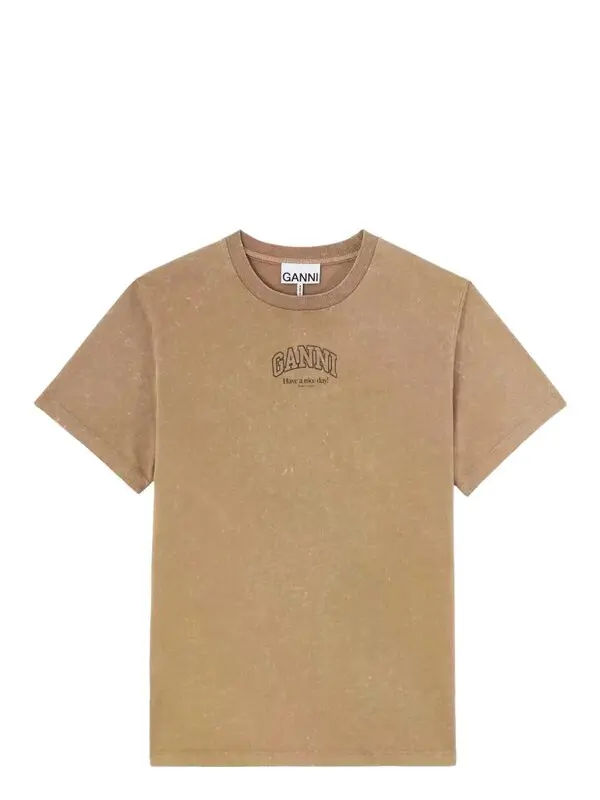 GANNI Logo T-shirt - Brown