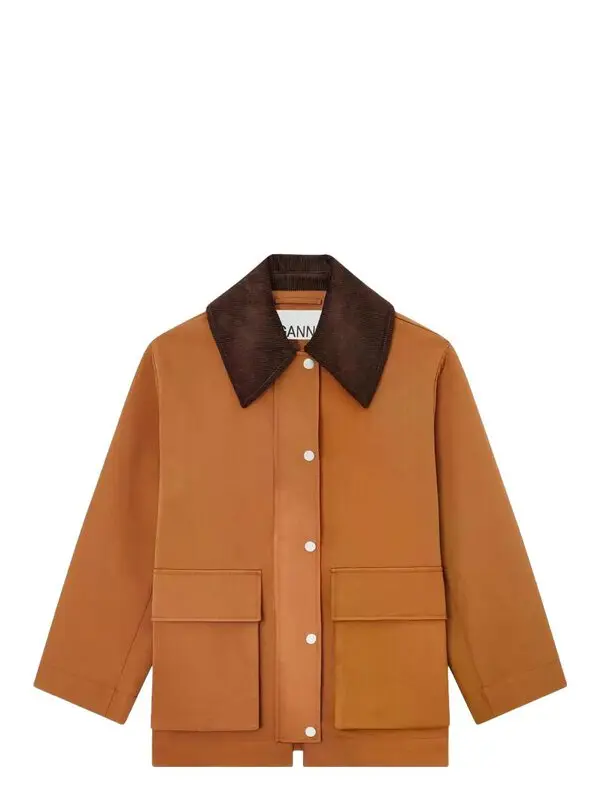 GANNI Corduroy-collar Jacket - Brown