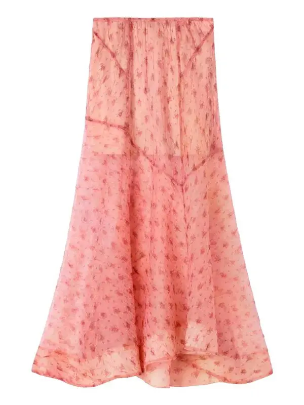 GANNI Floral Print Midi Skirt - Pink