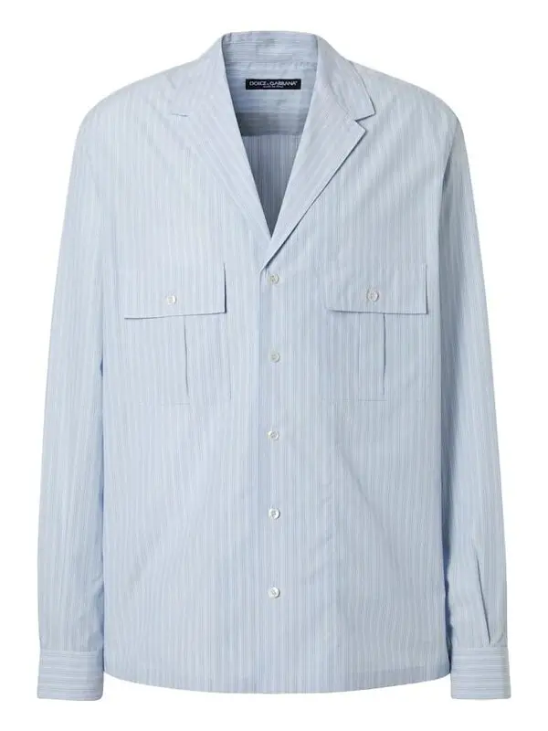 Dolce & Gabbana Martini Striped Cotton Shirt - Blue