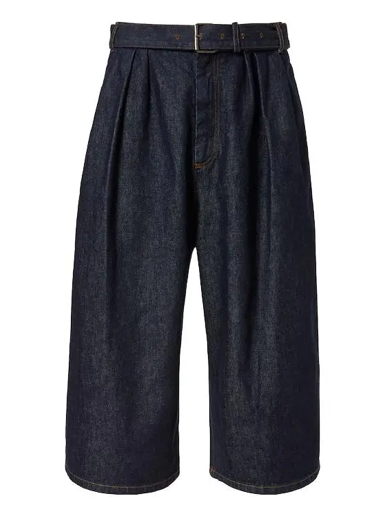 Dries Van Noten Belted Denim Bermuda Shorts - Blue