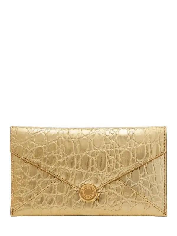 Dries Van Noten Embossed Metallic Leather Clutch - Gold