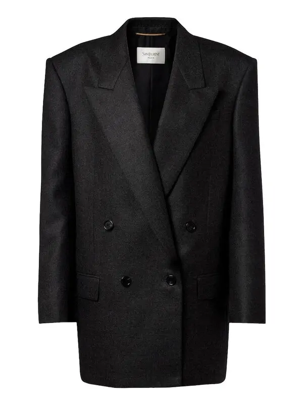 Saint Laurent Cashmere Double-breasted Blazer - Grey