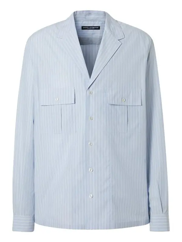 Dolce & Gabbana Martini Striped Cotton Shirt - Blue