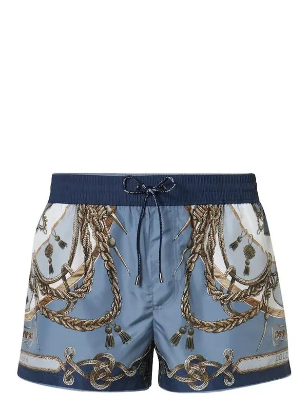 Dolce & Gabbana Printed Swim Trunks - Blue
