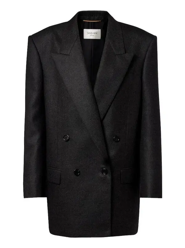 Saint Laurent Cashmere Double-breasted Blazer - Grey