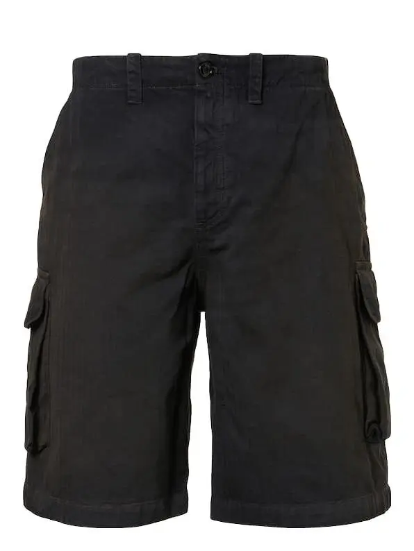 Our Legacy Herringbone Cotton Cargo Shorts - Black