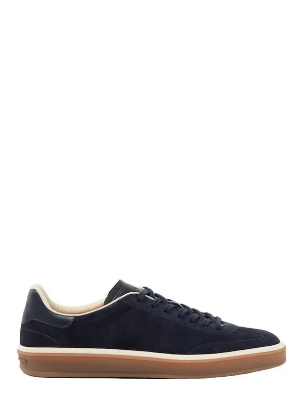 Loro Piana Leather-trimmed Suede Sneakers - Blue