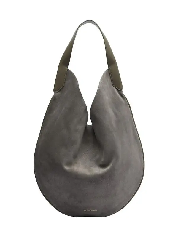 Victoria Beckham Soft Plié Suede Shoulder Bag - Grey