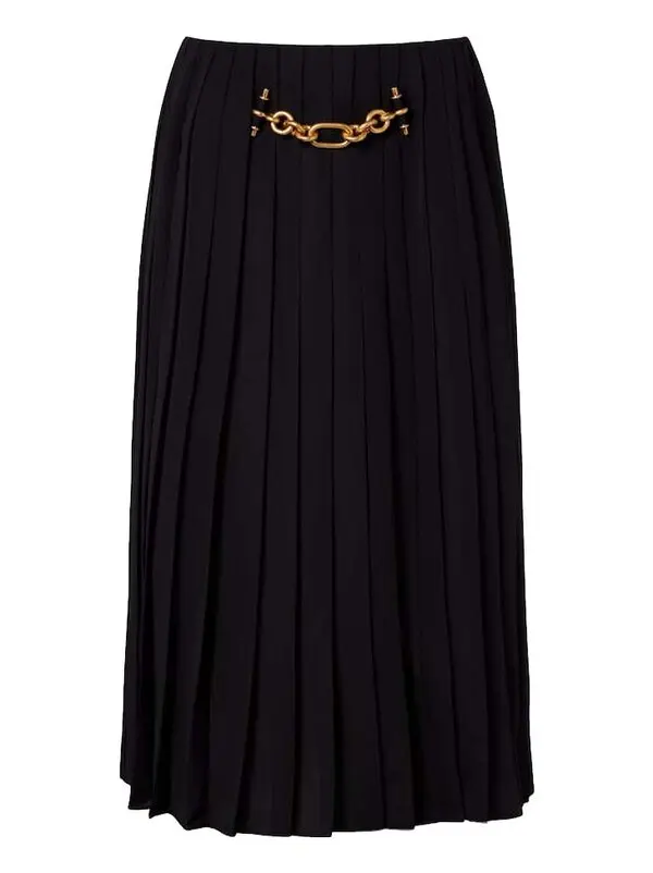 Balmain Chain-detail Pleated Midi Skirt - Black