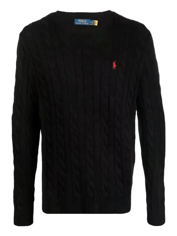 Polo Ralph Lauren Cable-knit Sweater With Logo - Black