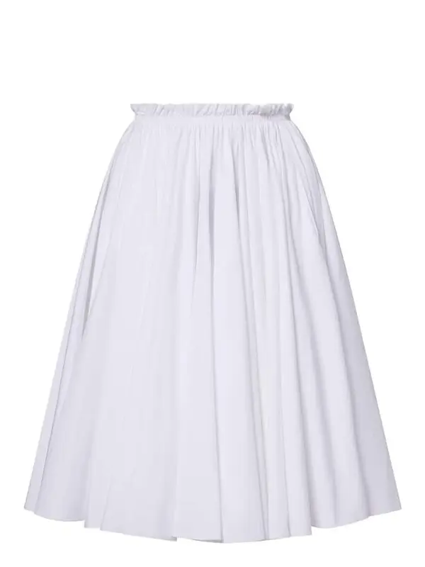 Ami Corolla Gathered Midi Skirt - White