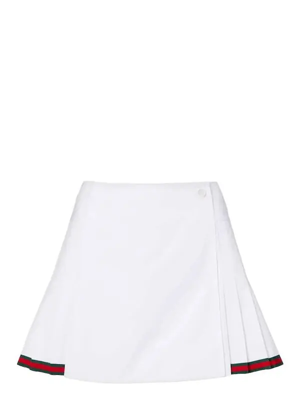 Gucci Web Stripe Cotton Poplin Miniskirt - White
