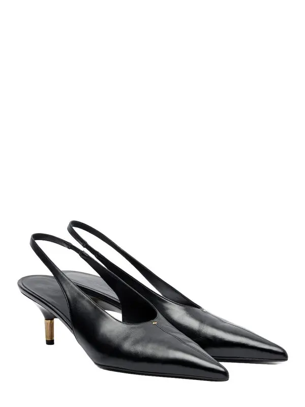 Khaite Bella 55 Leather Slingback Pumps - Black