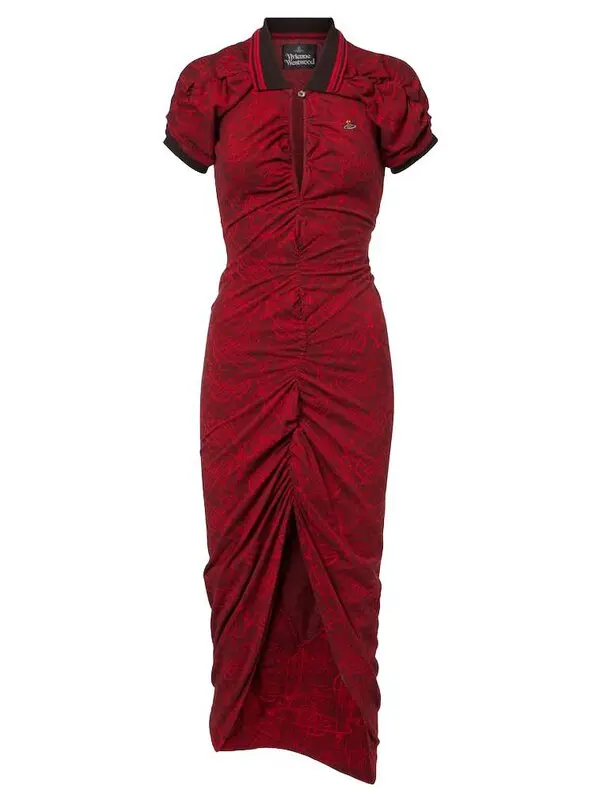 VIVIENNE WESTWOOD Pulling Cotton Jacquard Midi Dress - Red