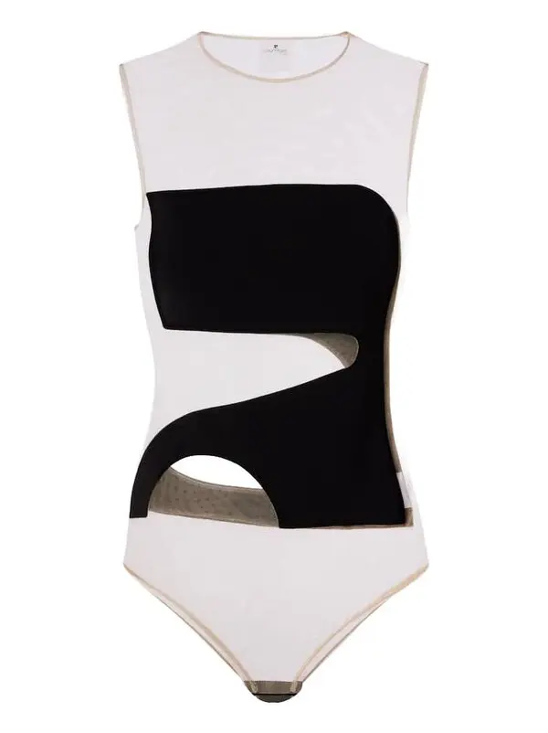 COURREGES Courrèges Satin And Tulle Bodysuit - Black