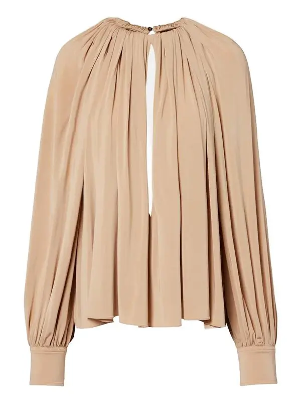 FERRAGAMO Cutout Draped Blouse - Beige