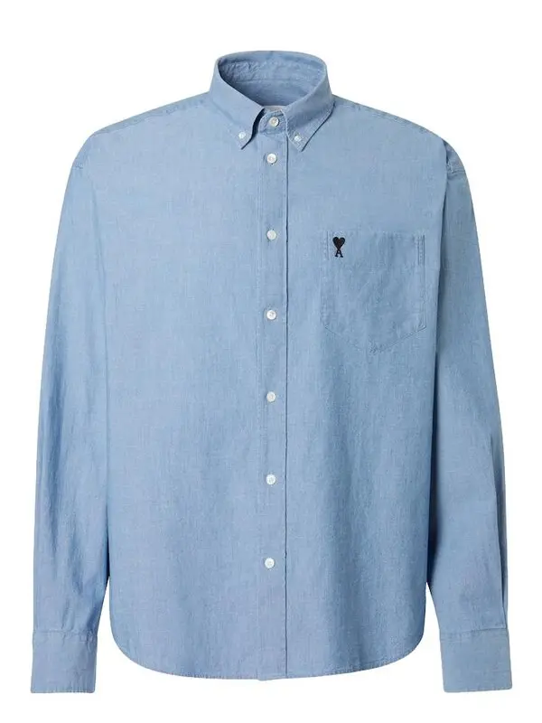 AMI Paris De Cœur Cotton Chambray Shirt - Blue