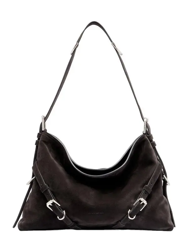 Givenchy Voyou Medium Suede Shoulder Bag - Grey