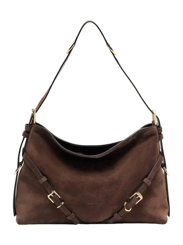 Givenchy Voyou Medium Suede Shoulder Bag - Brown