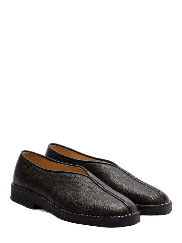 LEMAIRE Piped Leather Slip-on Shoes - Brown