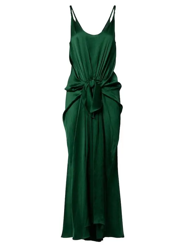 JW Anderson Gathered Silk Satin Midi Dress - Pink