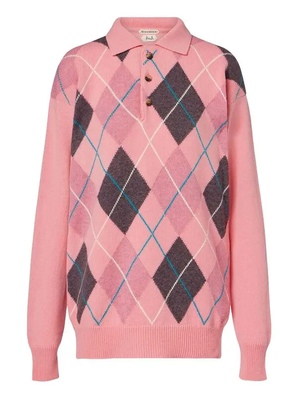 JW Anderson Argyle Wool Polo Sweater - Multicoloured