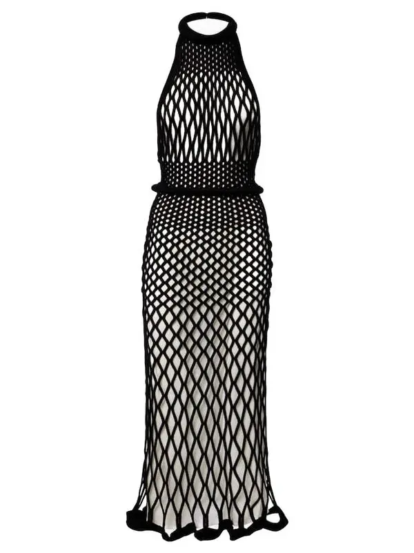 Givenchy Halterneck Open-back Mesh Midi Dress - Black