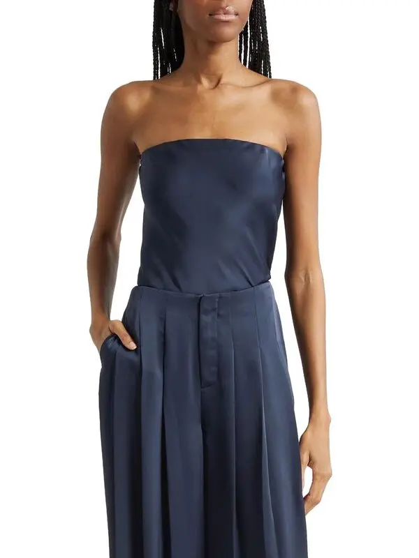 Ramy Brook Ruben Strapless Satin Bodysuit - Navy