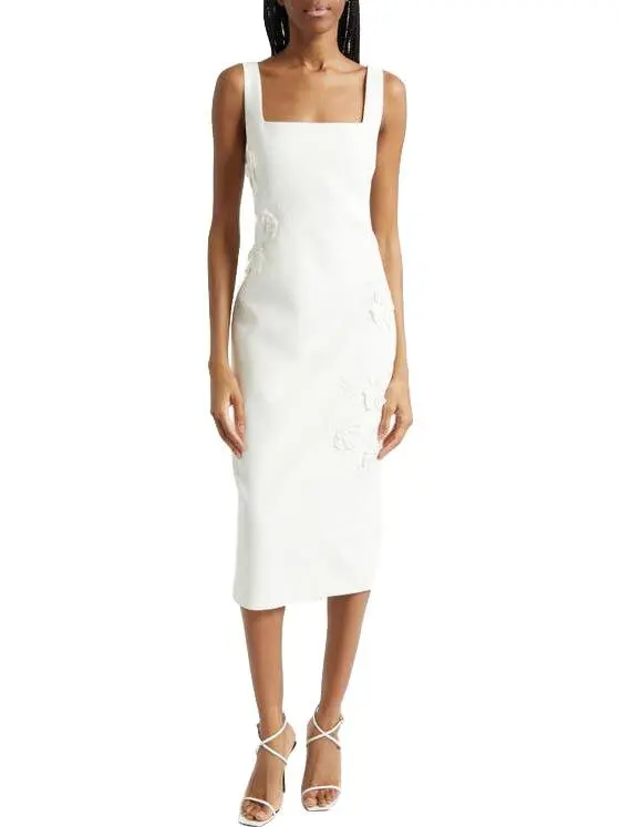 Ramy Brook Barrie Floral Appliqué Midi Dress - Ivory