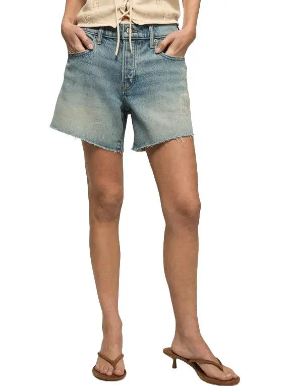 Lucky Brand Floral Embroidered Denim Shorts - Heart Throb Wash
