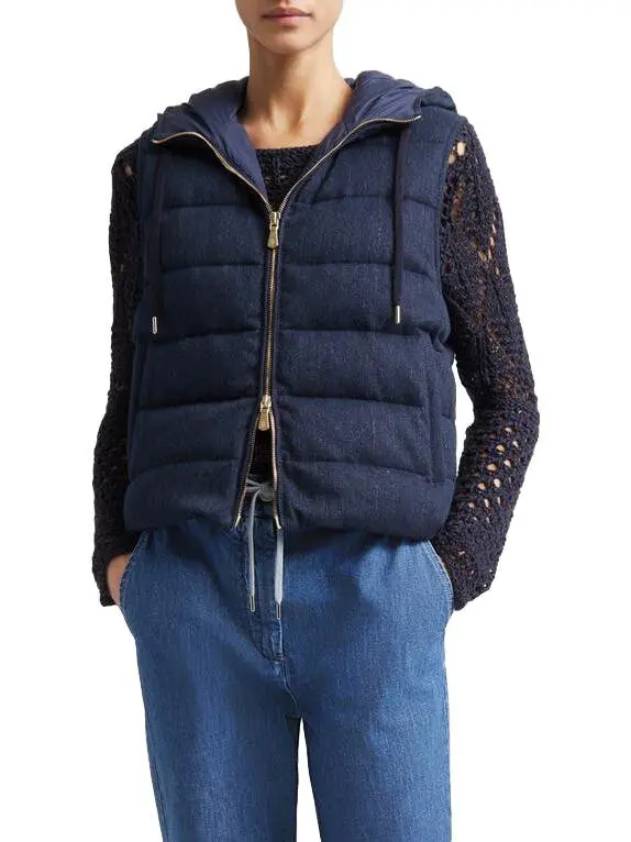 Eleventy Hooded Down Puffer Vest - 11 Blue