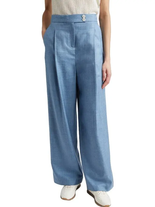 Eleventy Straight-leg Wool Trousers - 130 Sky Blue