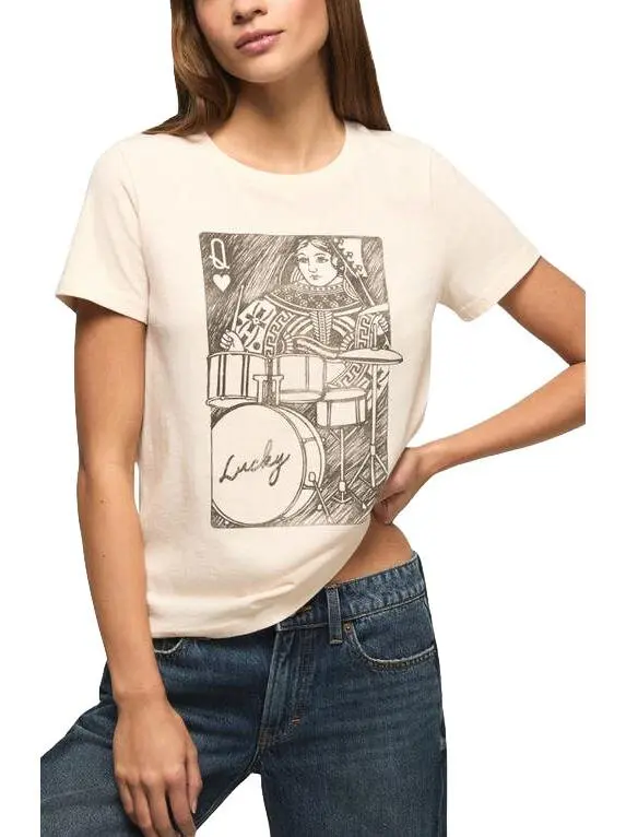 Lucky Brand Drummer Queen Graphic T-shirt - Vanilla Cream