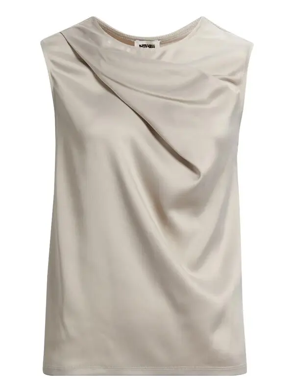 Anne Klein Asymmetric Sleeveless Cowl Neck Top - Porcini