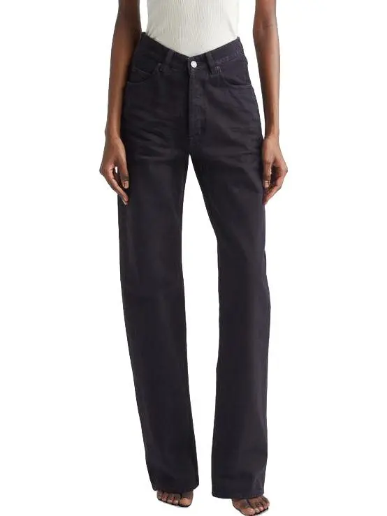 Saint Laurent V-waist Wide Leg Jeans - Midnight Black