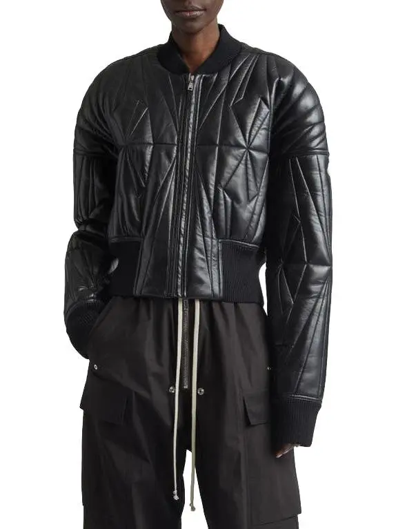 Moncler X Rick Owens Geocamo Leather Bomber Jacket - Black