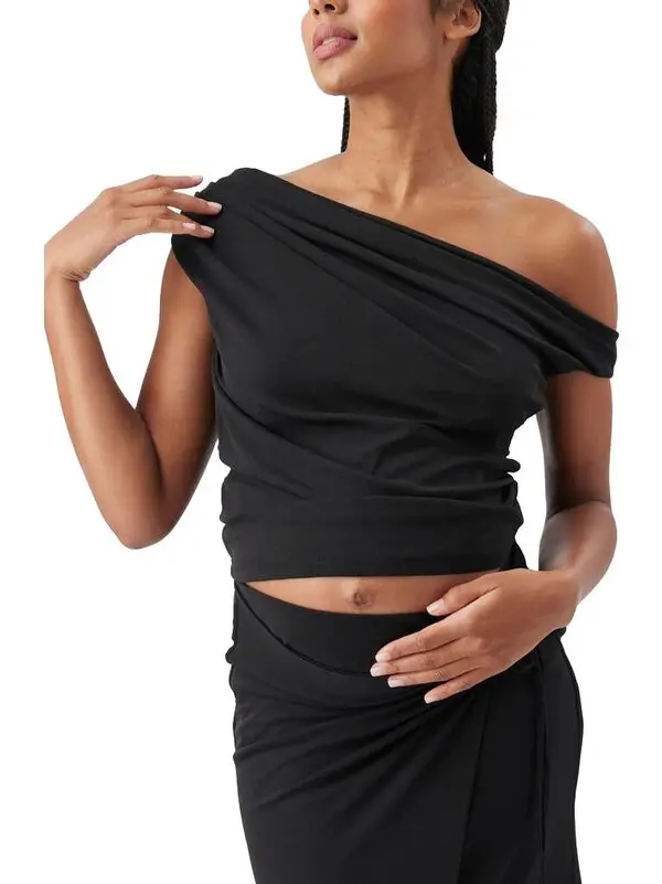 RIPE MATERNITY Rhi Off Shoulder Top - Black