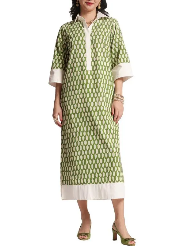FRANCES VALENTINE Tracey Midi Dress - Green/oyster