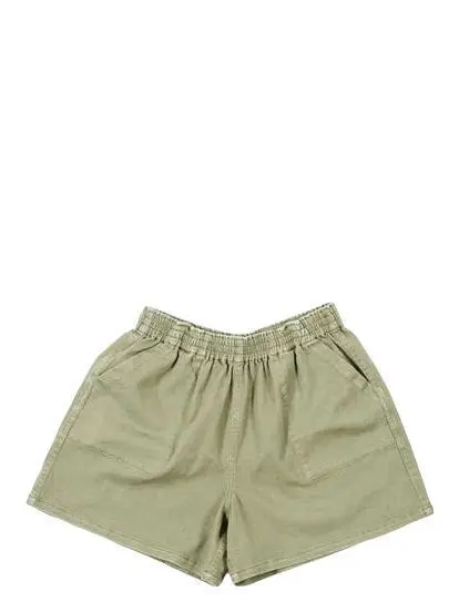 ARIKO Solid Cotton Twill Shorts - Army Green