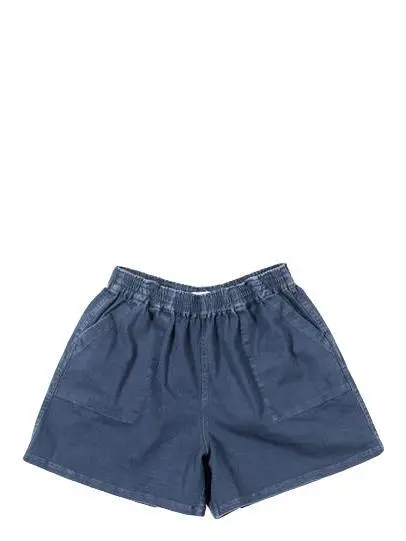 ARIKO Solid Cotton Twill Shorts - Navy