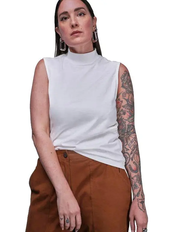 WILDFANG The Everyday Mock Neck Tank - White